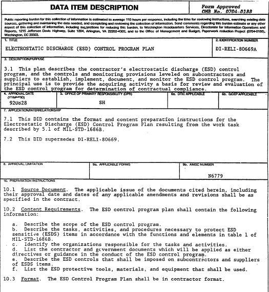 Electrostatic Discharge (ESD) Control Program Plan | SE Goldmine